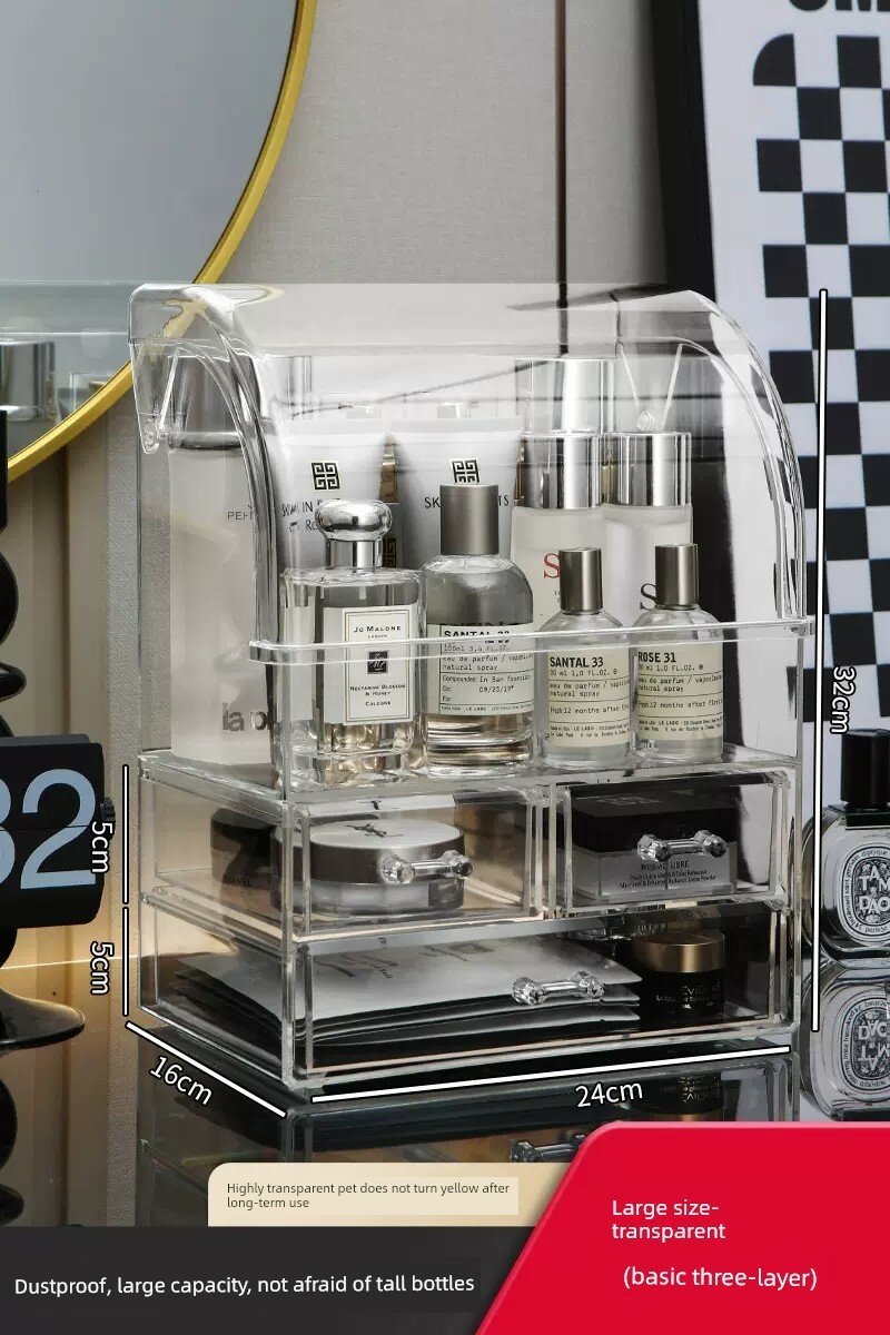 Элитный органайзер для косметики, пылезащитный, прозрачный, для туалетного столика, вместительная подставка для ухода