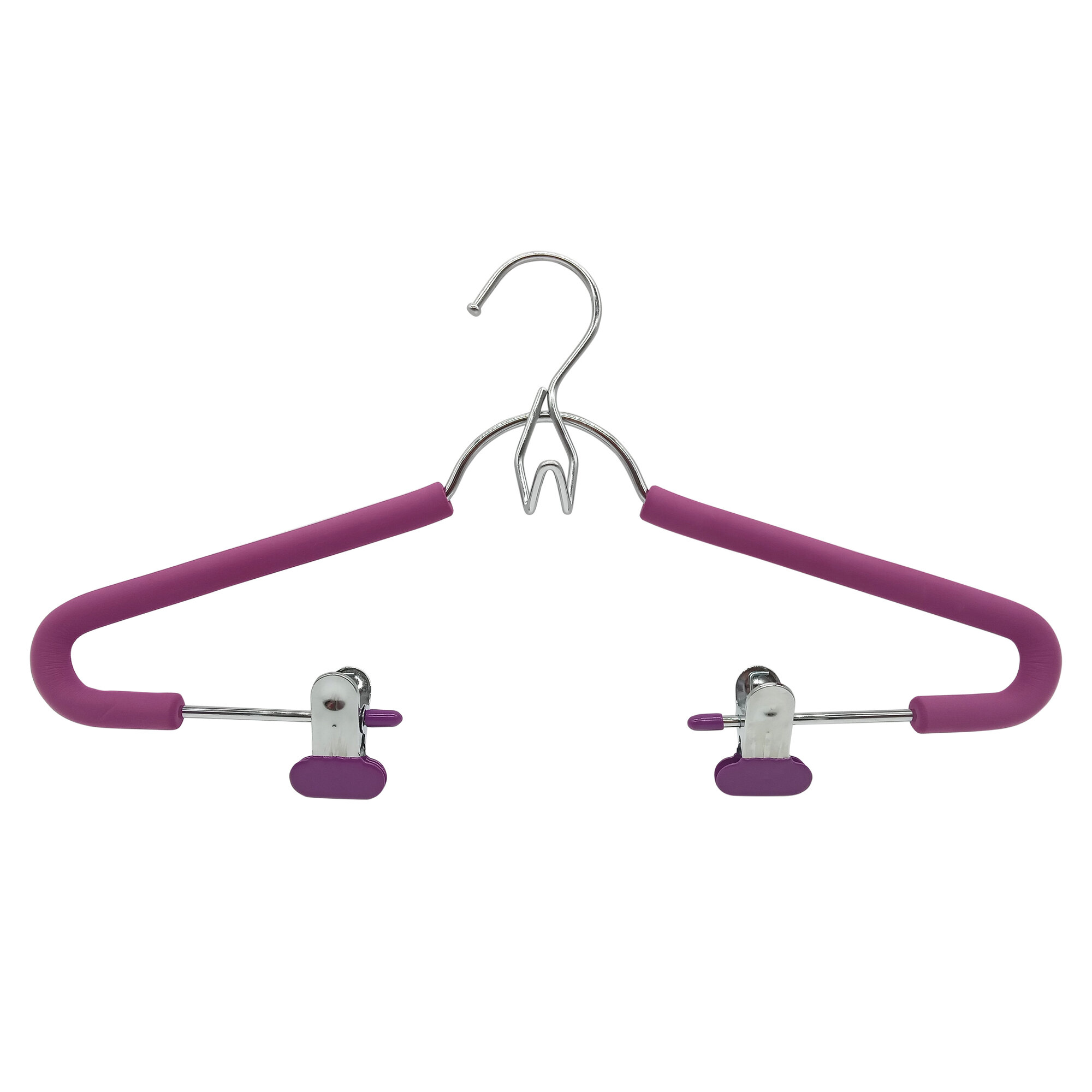 Вешалка TODELIA 41см для легкой одежды и юбок металл с покрытием EVA с зажимами темно-фиолетовый