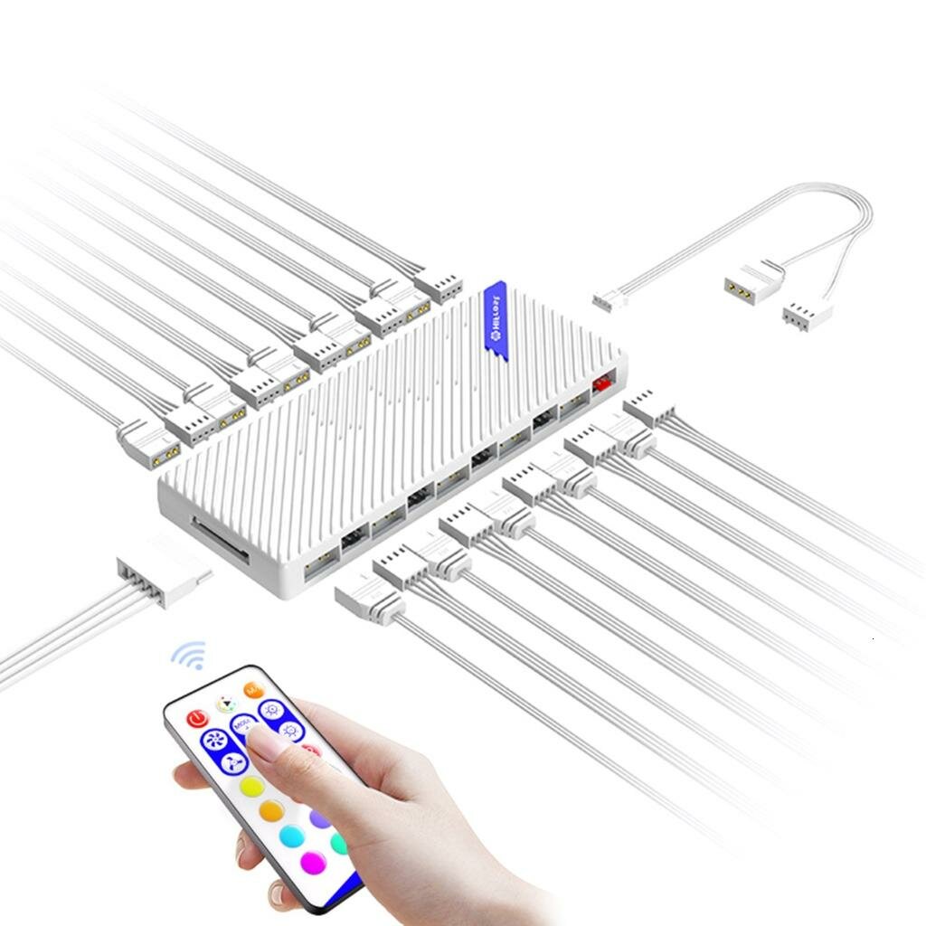 10-портовый Fan Hub для корпуса ПК, Белый