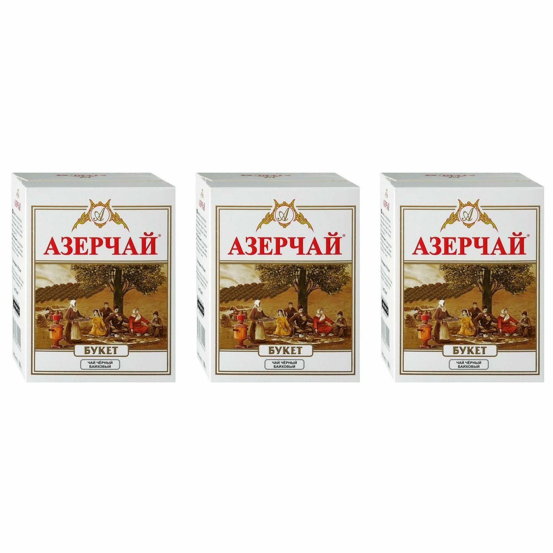 Азерчай Чай черный Букет, листовой, 100 г, 3 шт