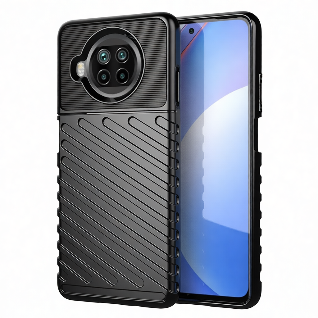 Чехол MyPads "Карбон", для Xiaomi Mi10T/Mi10i, силикон, матовый, чёрный