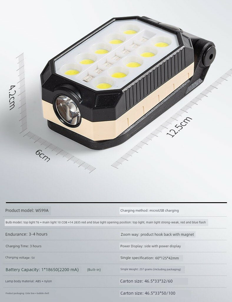 Светодиодный рабочий фонарь, фонарь для ремонта авто, перезаряжаемый ремонтный фонарь, сильный свет,
