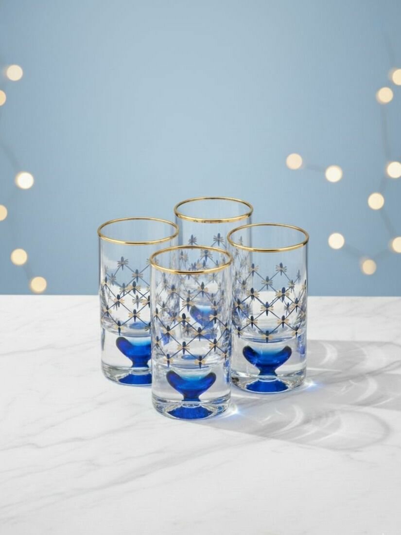Набор стопок 4 шт 30 мл. Коллекция "Кобальтовая сетка" в подарочной упаковке. Императорский фарфоровый завод ИФЗ ЛФЗ. Стекло.