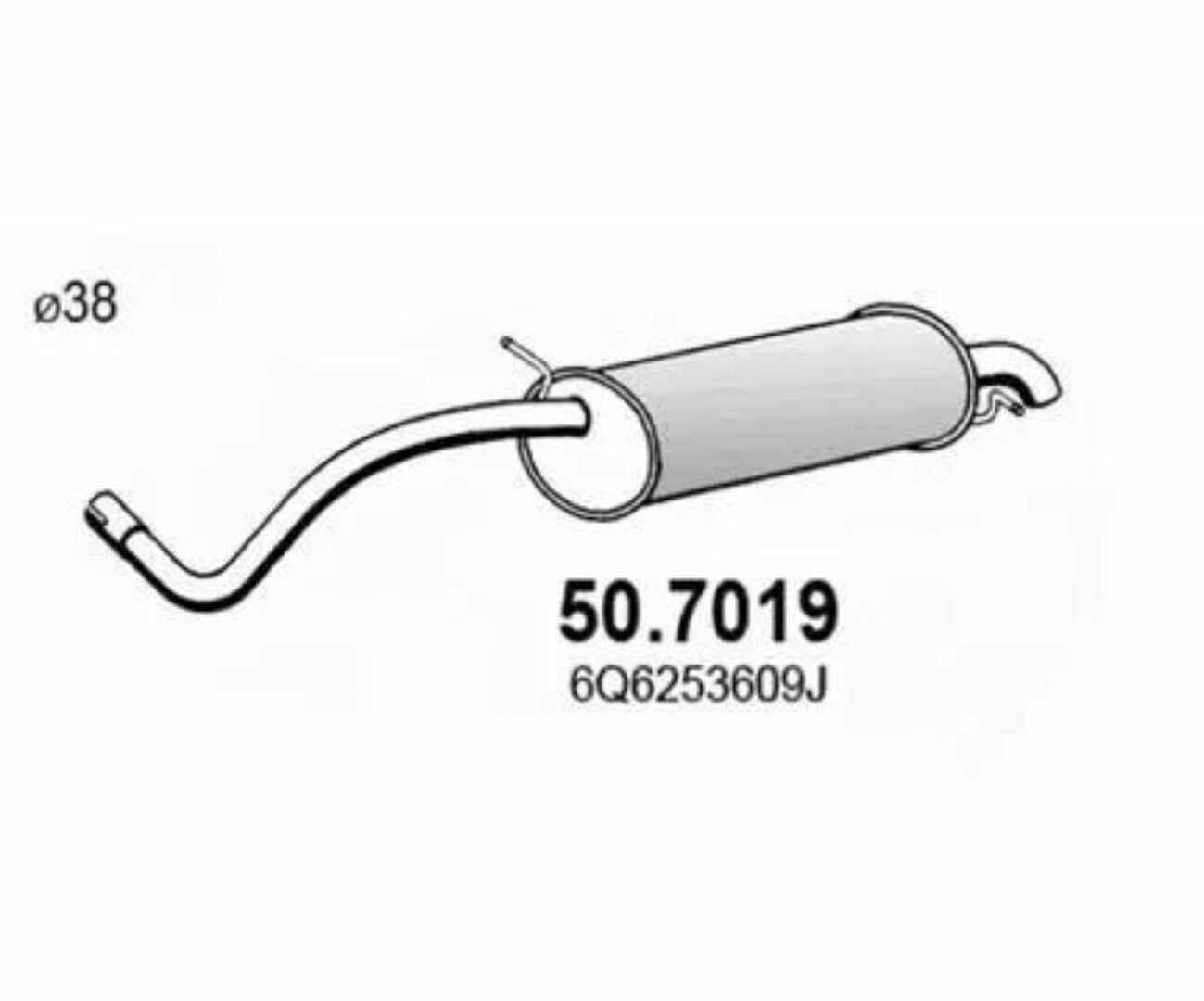 Задняя часть глушителя ASSO 50.7019, Volkswagen Golf II 1.6 Kat, 1595cc, 51 kW, 70 PS PN, 1595cc, 53 kW, 72 PS R