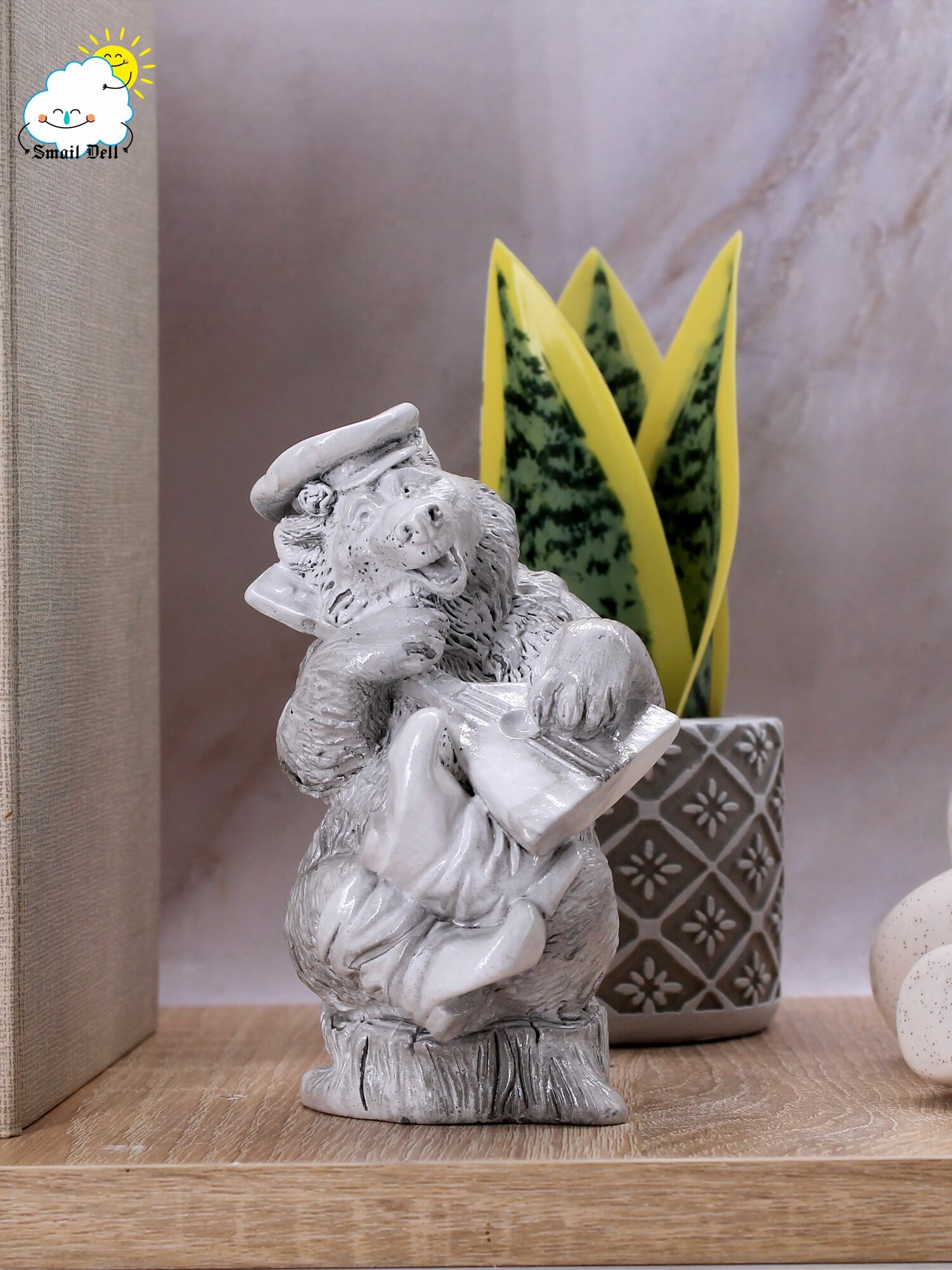 Статуэтка Медведь с балалайкой , 12 см , гипс, цвет слоновая кость