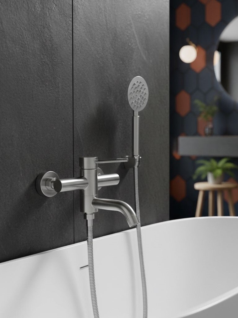 Смеситель для ванны из нержавеющей стали с коротким поворотным изливом / гарантия 5 лет / коллекция Vessel