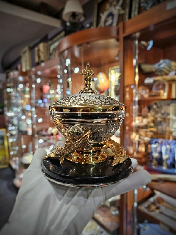 Икорница малая "Осетр" нефрит