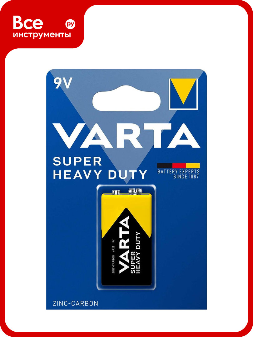 Батарейка Varta SUPERLIFE Крона 6F22 BL1 Heavy Duty 9V (2022) 02022101411