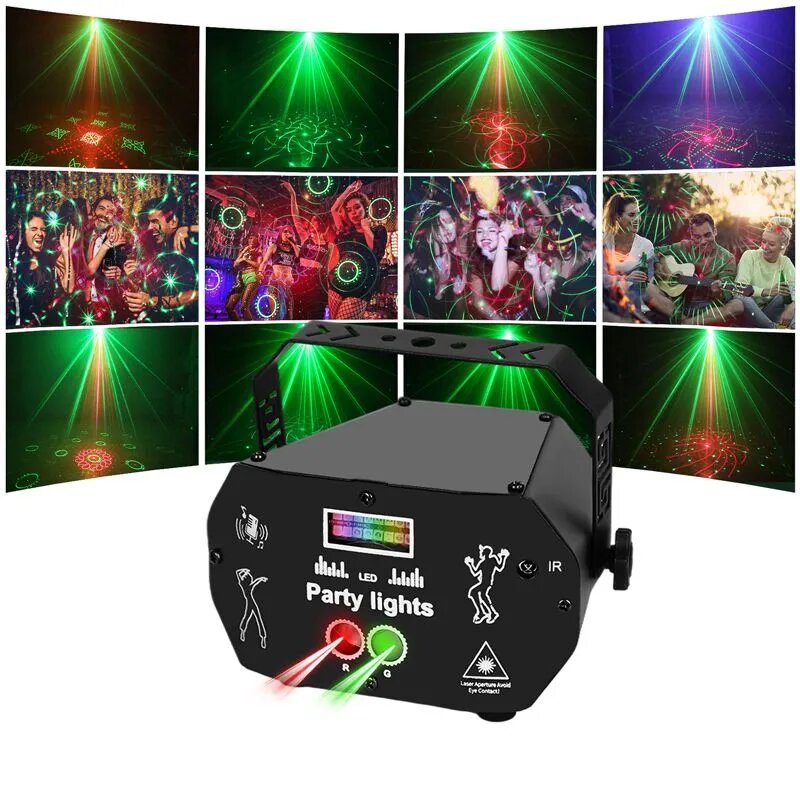 Сценический свет красочное вращение LED Laser Party Lights для дома и вечеринок, черный