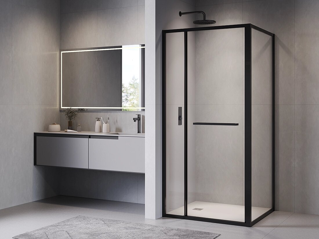 Душевой уголок RGW Leipzig LE-45B 100х80х200 см, профиль черный, стекло прозрачное