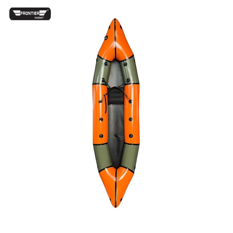 Двухместный надувной каяк Frontier Packraft для взрослых Orange Green 210D