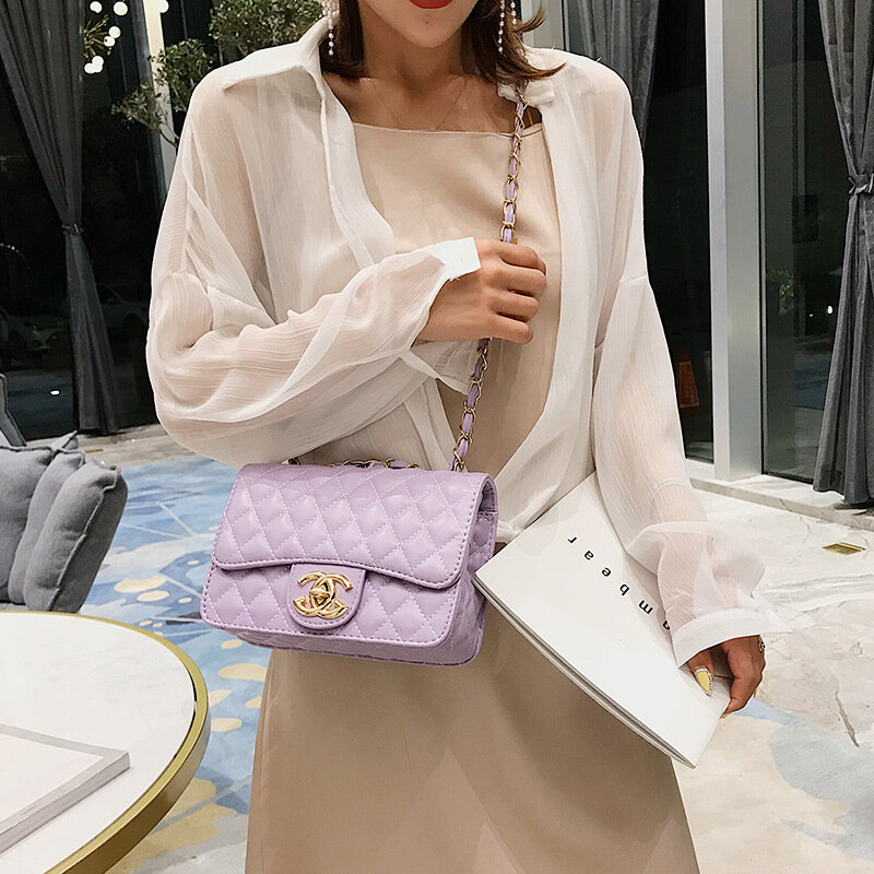 2025 Новый модный корейский стиль сумка с цепочкой из бриллиантов, маленькая сумка в стиле Chanel, одно плечо, кроссбоди, универсальная маленькая квадратная сумка для женщин
