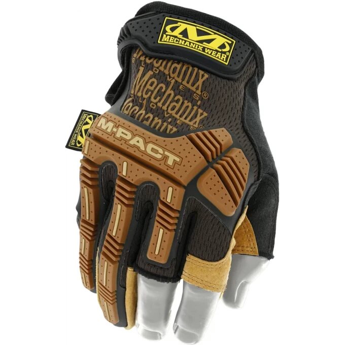 Перчатки MECHANIX Work Leather M-Pact Fingerless Framer Brown, р. L