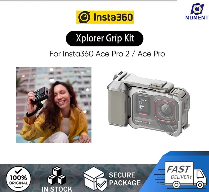 Insta360 Xplorer Grip Kit Совместимость с Ace Pro и Ace Pro 2 Защита камеры для ежедневной видеосъемки Серебряный