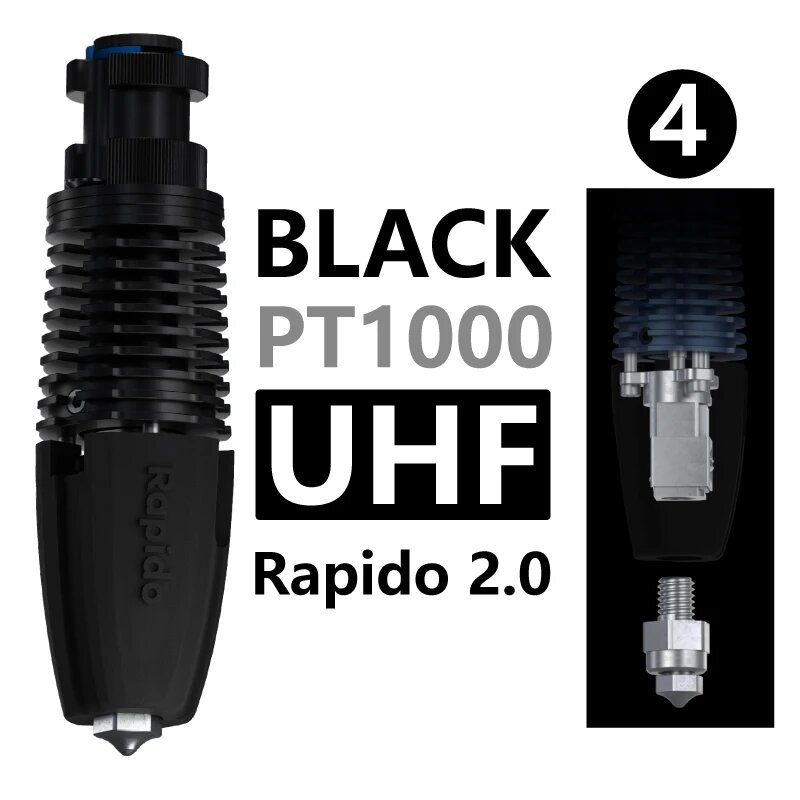 Rapido 2.0 UHF Black PT1000 Hotend