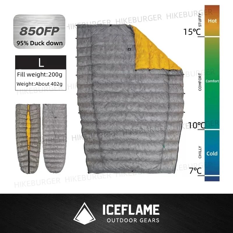HIKEBURGER Ice Flame Спальное Одеяло, Серый, NXT SL L