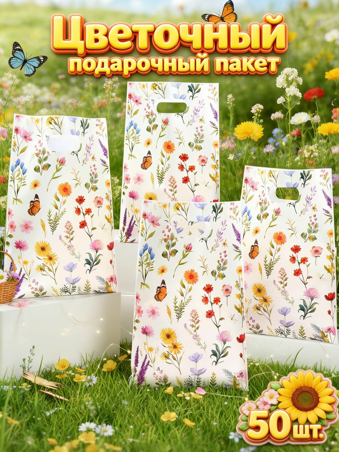 Пакет подарочный 16.5×25 см, 50 шт. подарочный пакет сумка для подарка упаковочный пакет