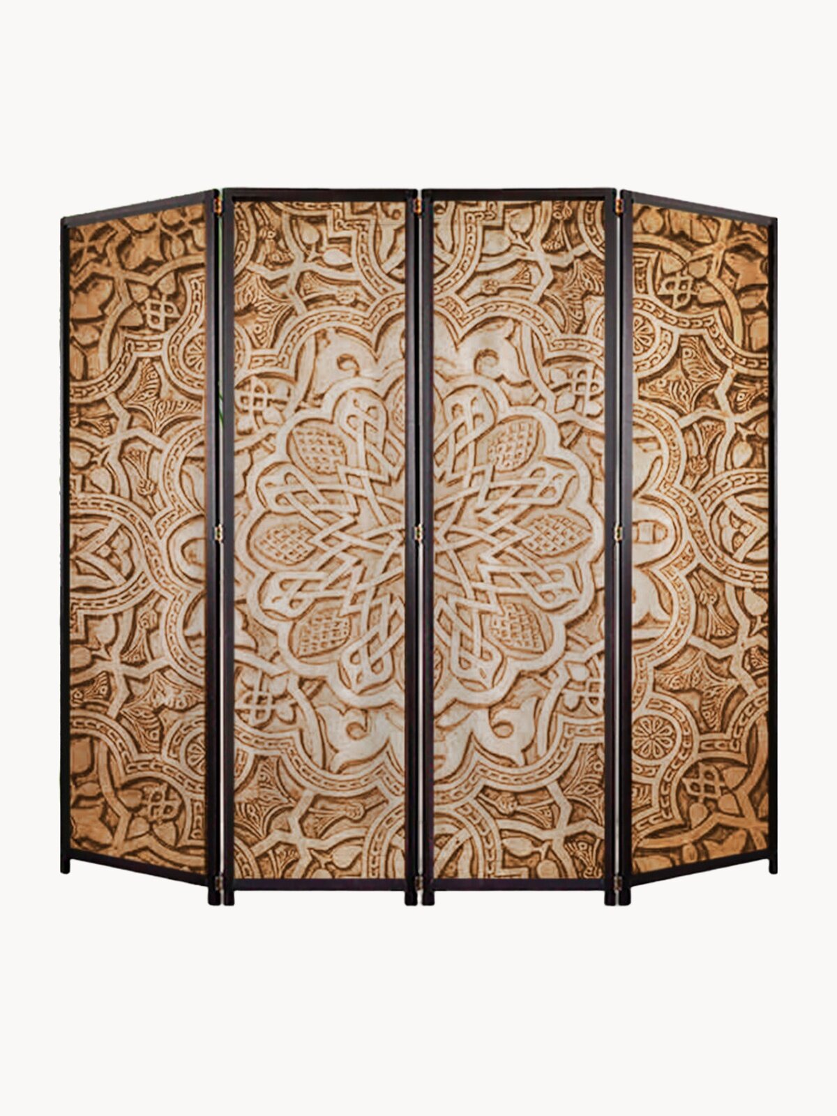 Ширма перегородка секционная складная iDeaLList «Индия» каркас венге - 4 створки размер (180х200см)