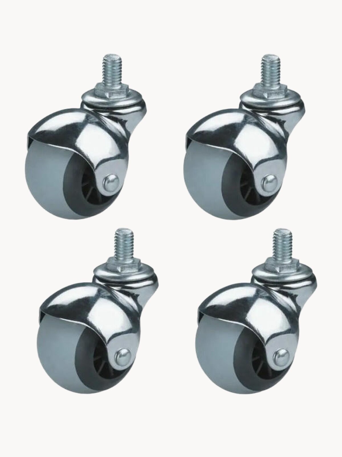 Мебельные колеса, поворотные с резьбой M8, диаметр 40 мм, серые