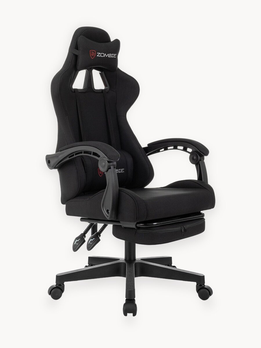 Кресло игровое компьютерное Zombie Shadow черный Neo Black крестов. пластик подст. для ног