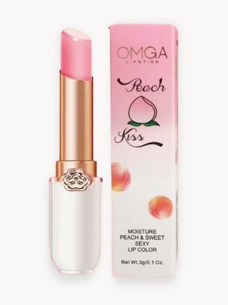 Бальзам для губ с ароматом Персика розовый проявляющийся увлажняющий