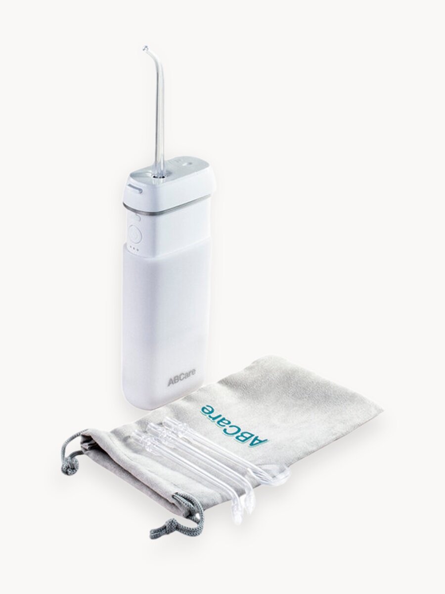 Ирригатор для зубов, как xiaomi, портативный, 4 насадки, водоотталкивающая, для брекетов, пародонтальная, как revyline, bwell, белый