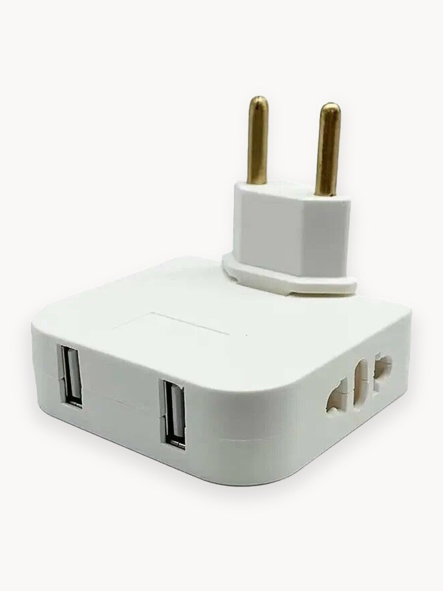 Мощный Медный поворотный компактный узкий тройник для розеток с двумя USB 2500W-10A, разветвитель для розеток