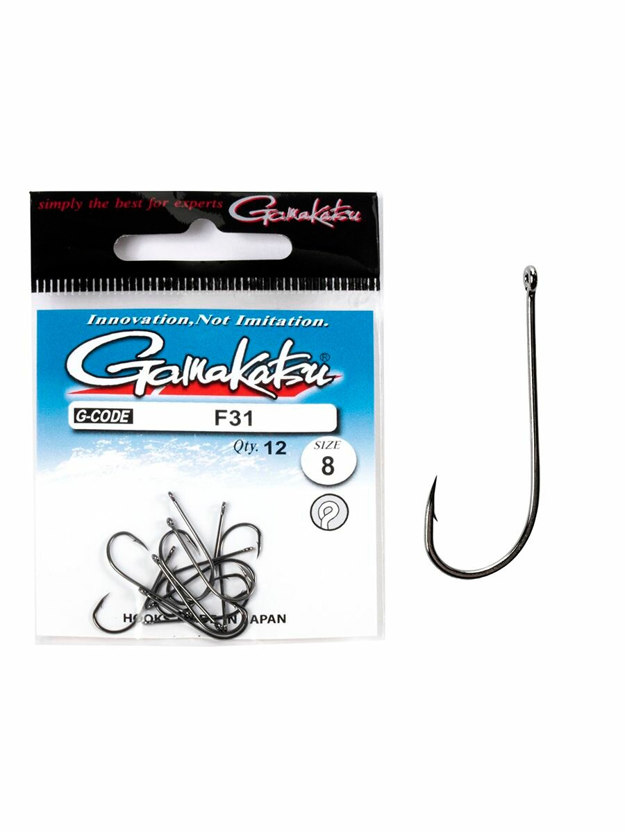Крючки Gamakatsu F31 NEW LABEL HOOKS BLACK размер 08 (упк.12шт.)