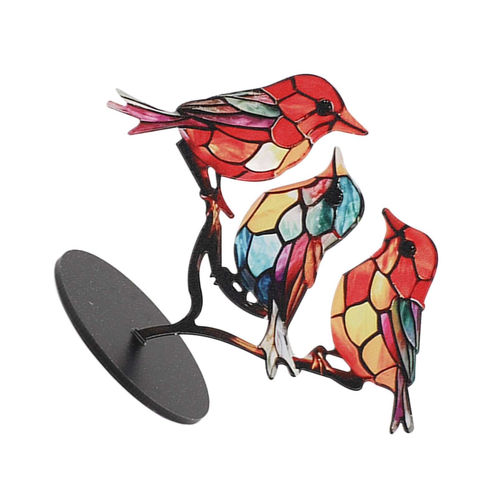 Украшения в виде птиц на ветке, акриловые красочные яркие плоские статуи животных, украшение для рабочего стола, офиса, дома, 3 птицы в противоположном направлении