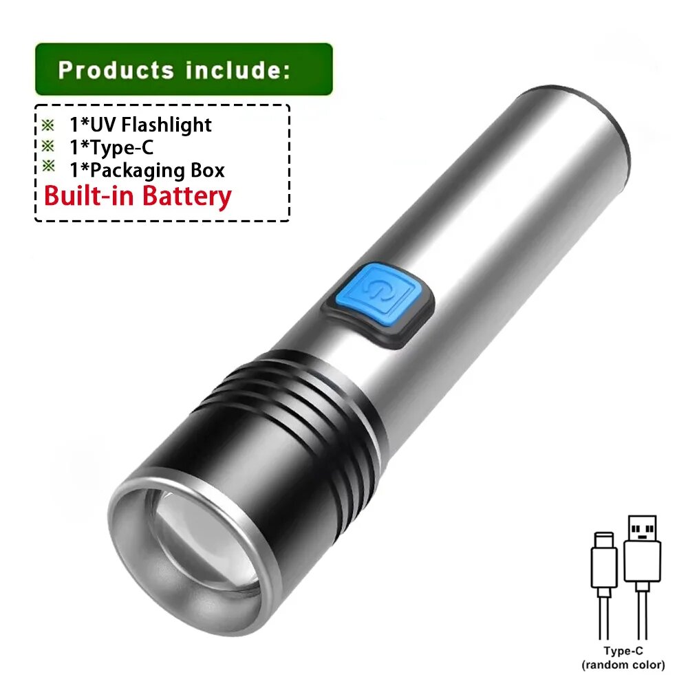 Портативный УФ-фонарик черный 395 нм