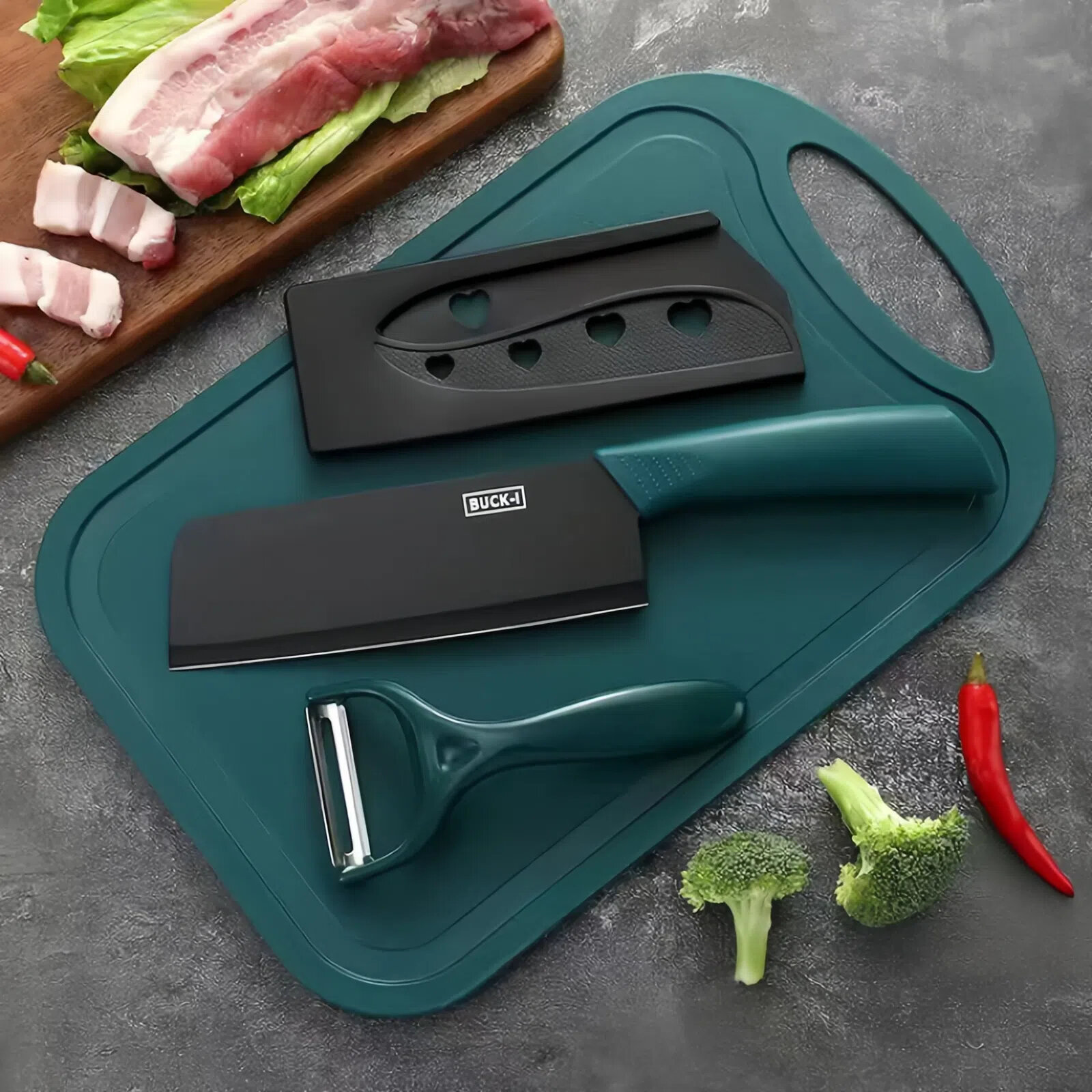 Набор BUCK-I, разделочная доска, нож, овощечистка, из 4-х предметов