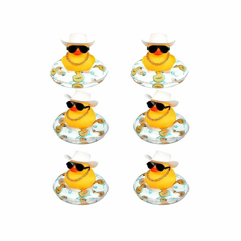 6-компл. ковбойская резиновая утка со шляпой и шарфом, мини-резиновые утки, игрушки для вечеринки, душ, день рождения, плавание, вечеринка