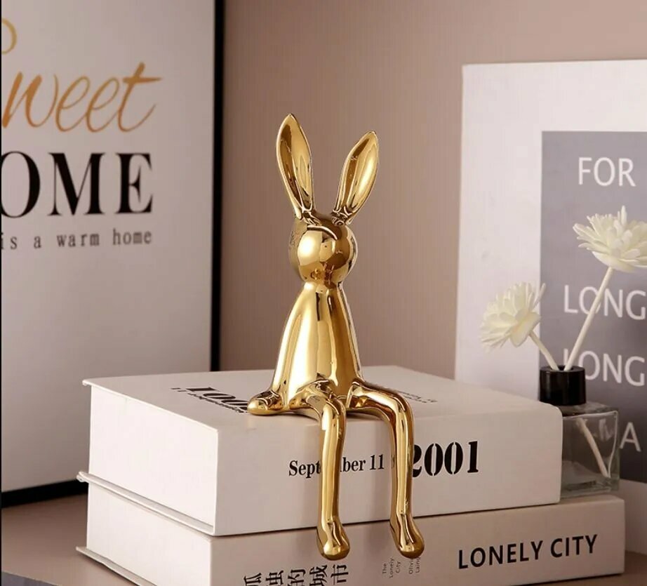 Статуэтки кролики сидячие для интерьера и декора