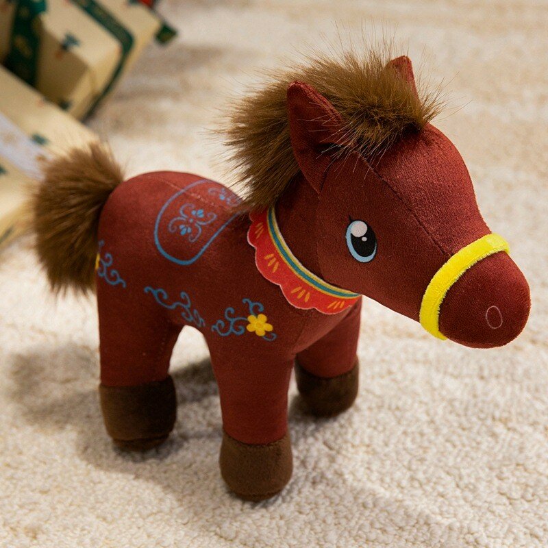 Horse plush toy with soft filling for company event gifts and festive decor