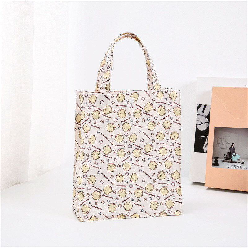 Cute kuromi cinnamoroll my melody pattern waterproof tote bag for travel and organization shadow pudding large