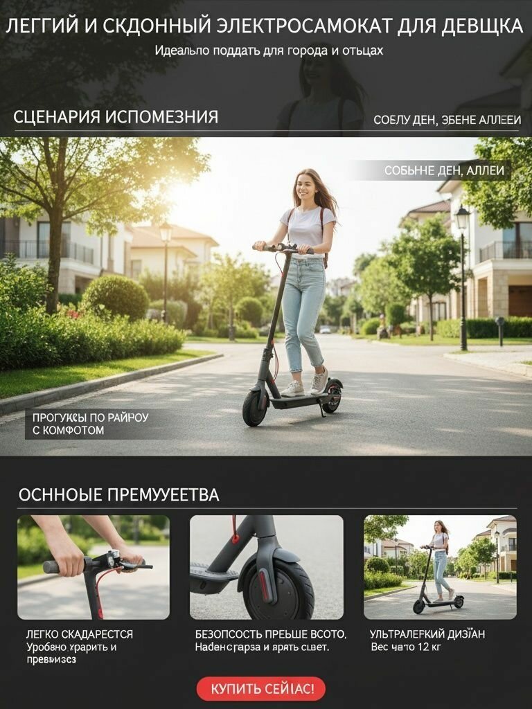 Электросамокат "Нет бренда", складной, надувные колеса, максимальная скорость 25 км/ч