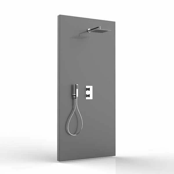 TETIS Комплект: смесит. д/душа 2 вых.+Z00130, верх. душ 250х250 мм, ручной душ CUBE с водорозеткой, шла