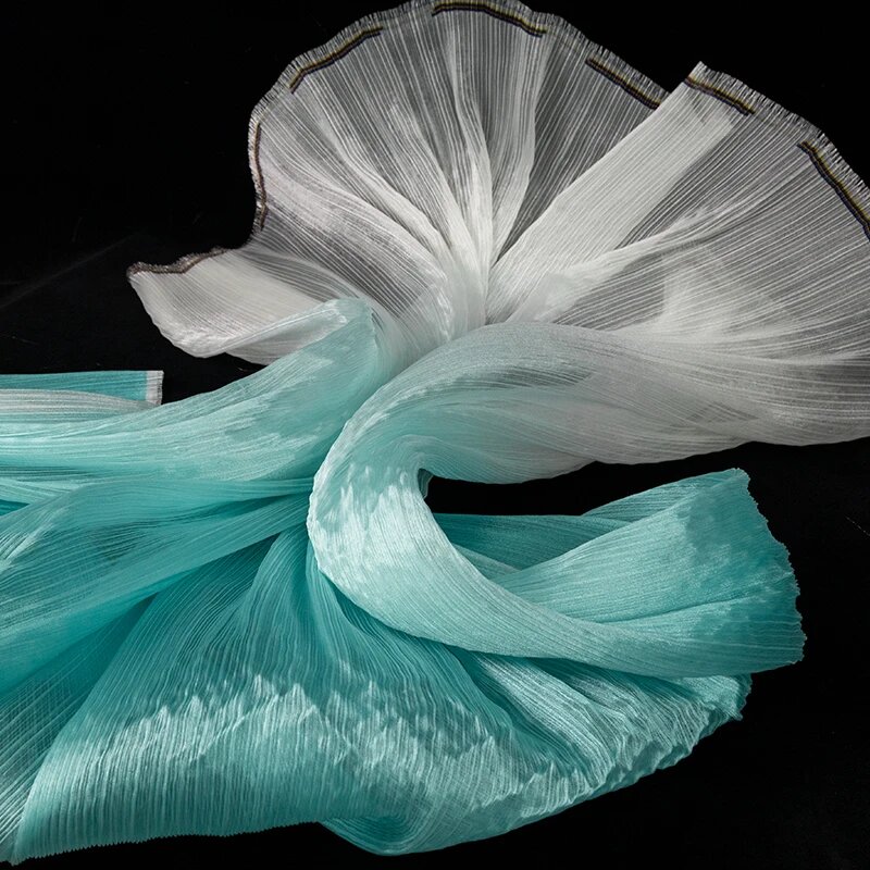 Градиентная плиссированная органза uarestar 1 м G Blue