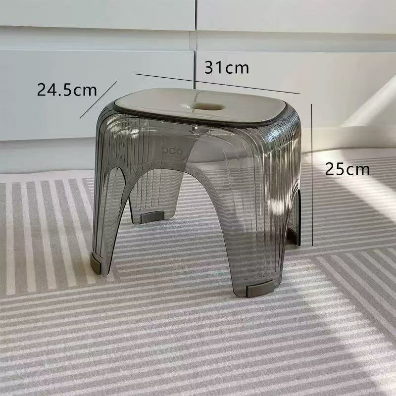 Табурет для ванной антискользящий, прозрачно-черный, усиленный