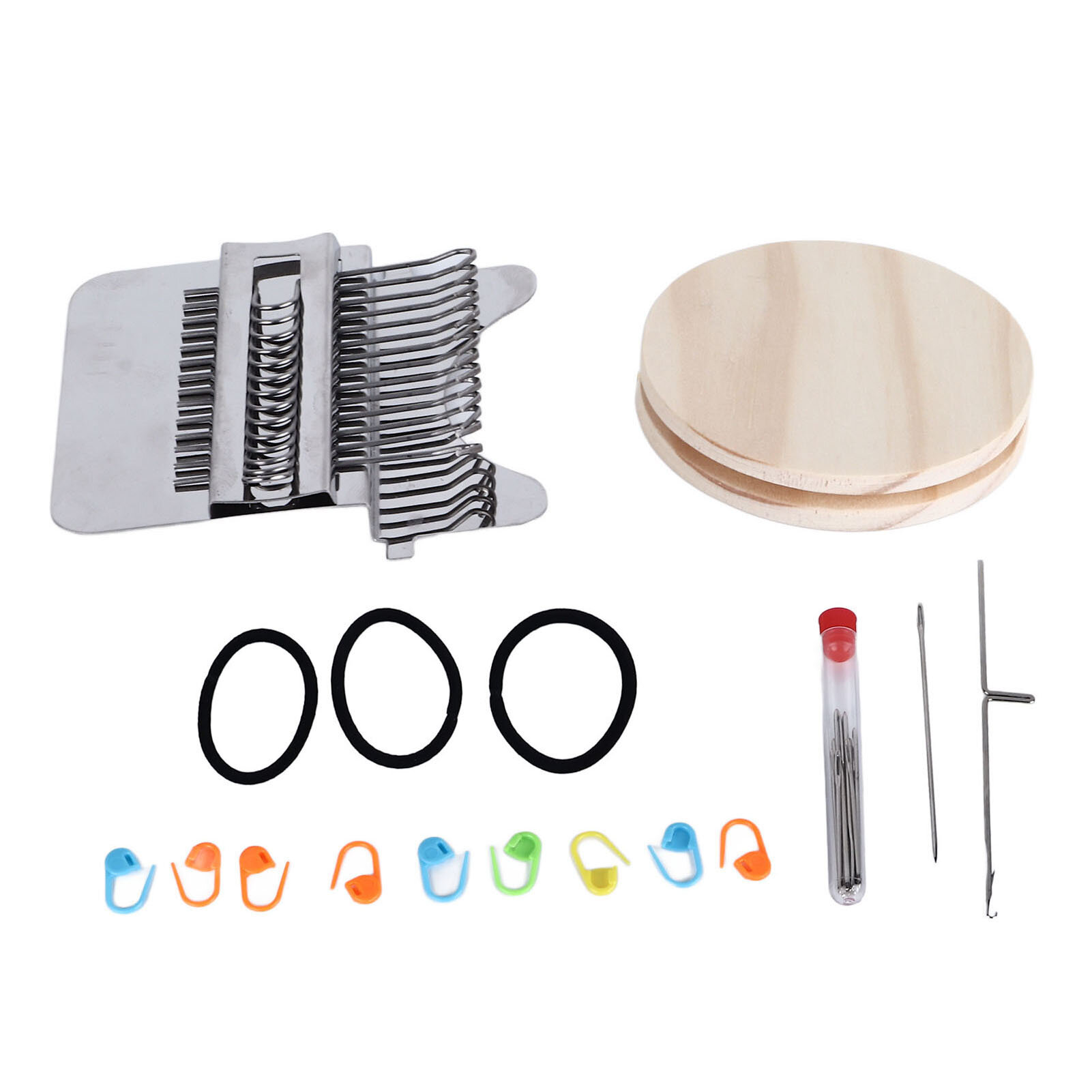 Small Weaving Loom 14 Hooks Wood Frame Darning Type Weave Tool Handcrafted Convenient DIY Machine for Socks Clothes