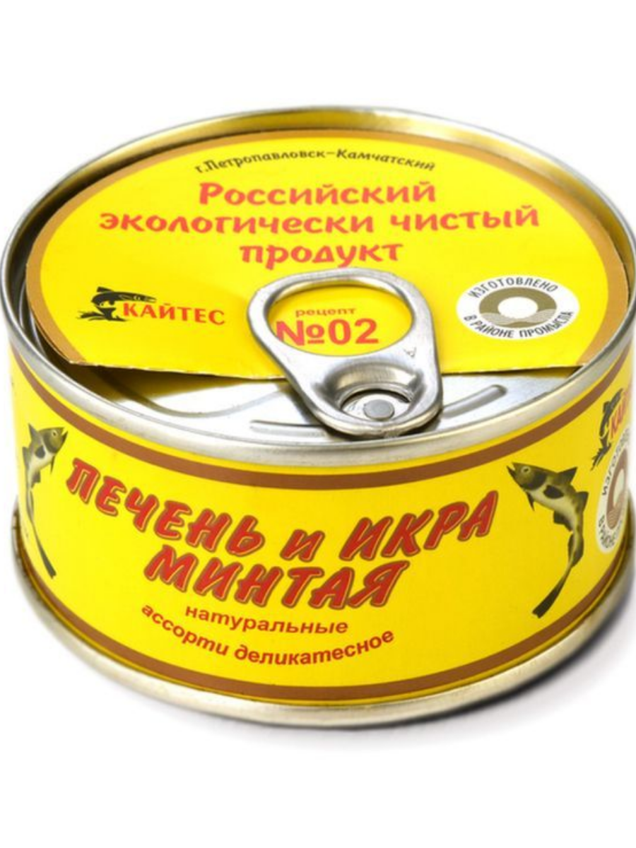 Консервы рыбные Ассорти деликатесное из печени и икры минтая, 120 г