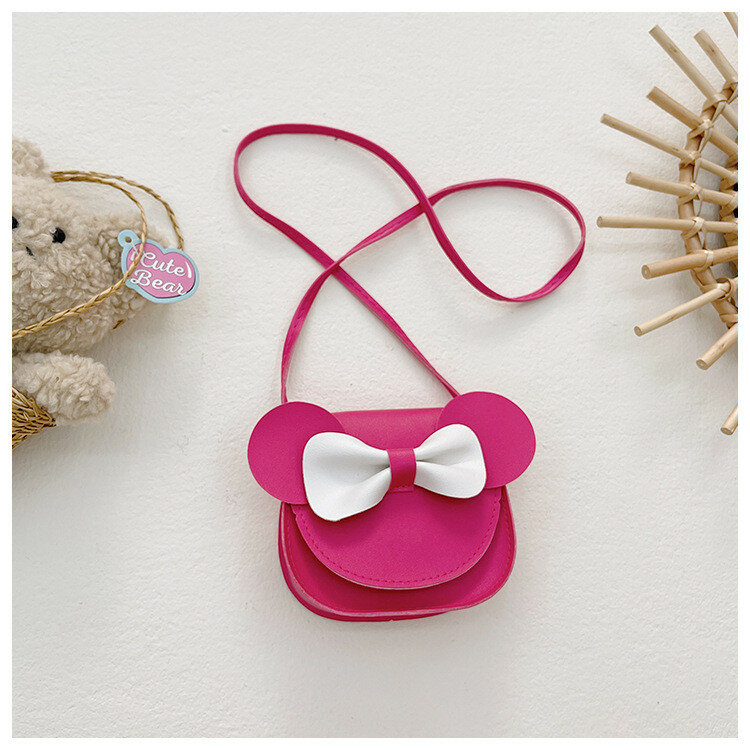 Детская сумка через плечо кукла девочка бабочка бант из искусственной кожи с узором цветок розовое розовый