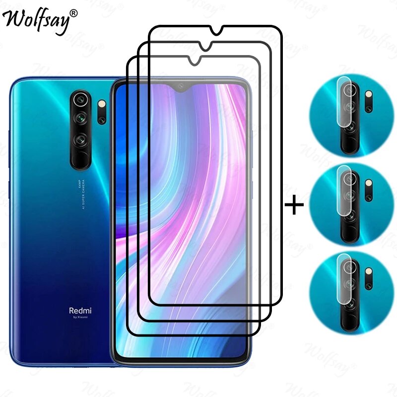 Полное закаленное стекло для Xiaomi Redmi Note 8 Pro Защитная пленка для экрана Redmi Note 8 Pro Стекло для камеры Redmi Note 8 Pro Glass