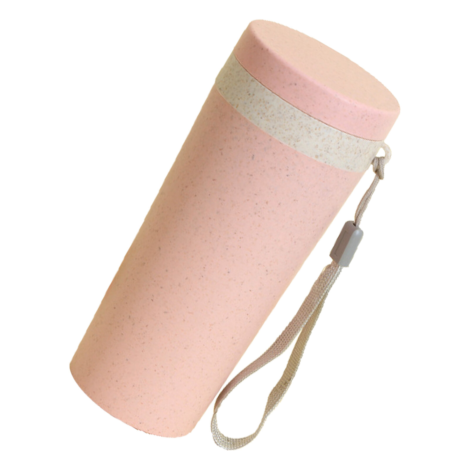 Двухслойный стакан из пшеничной соломы для дома, школы, кемпинга и офиса, розовый