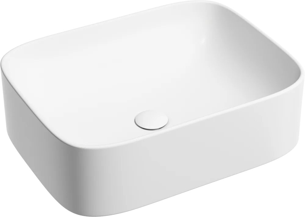 Накладная раковина Ceramicanova Элемент (Element) CN6052MW 51 без отверстия под смеситель, фарфоровая, прямоугольная, раковина для ванной, белая, матовая