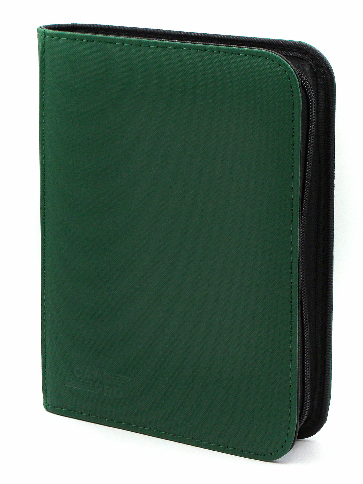 Альбом портфолио для карт Card Pro 24,5х19 см 2x2 280 мкм 20 встроенных листов, боковая загрузка, на молнии, зеленый
