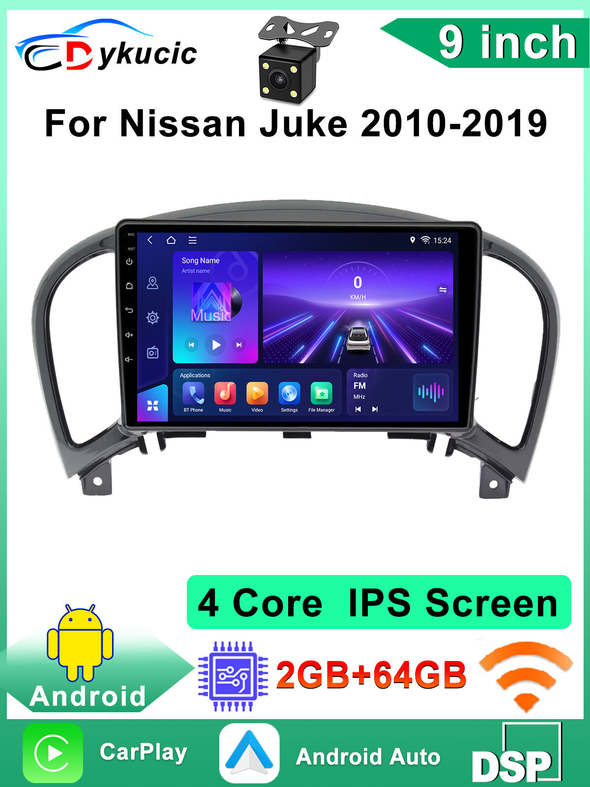 Магнитола для Nissan Juke (2010-2019),4 ядерный процессор, Wifi, андроид штатная автомагнитола