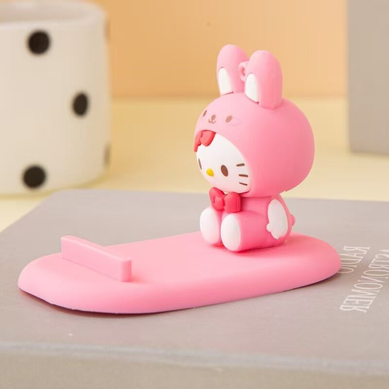 Kawaii Hello Kitty держатель для мобильного телефона аниме Kuromi Cinnamoroll мелодия кукла модель подставка для телефона держатель для телефона украшение автомобиля подарки, Розовый, Унисекс