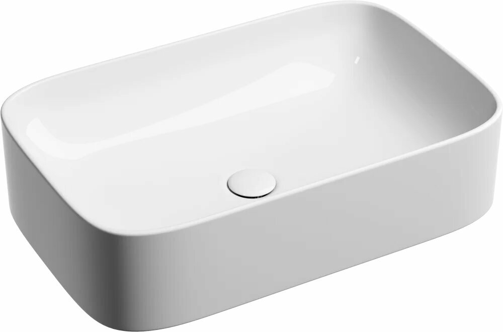 Накладная раковина Ceramicanova Element CN6053 61 фарфоровая, без отверстия под смеситель, раковина для ванной, 60, 5 см, прямоугольная, белая