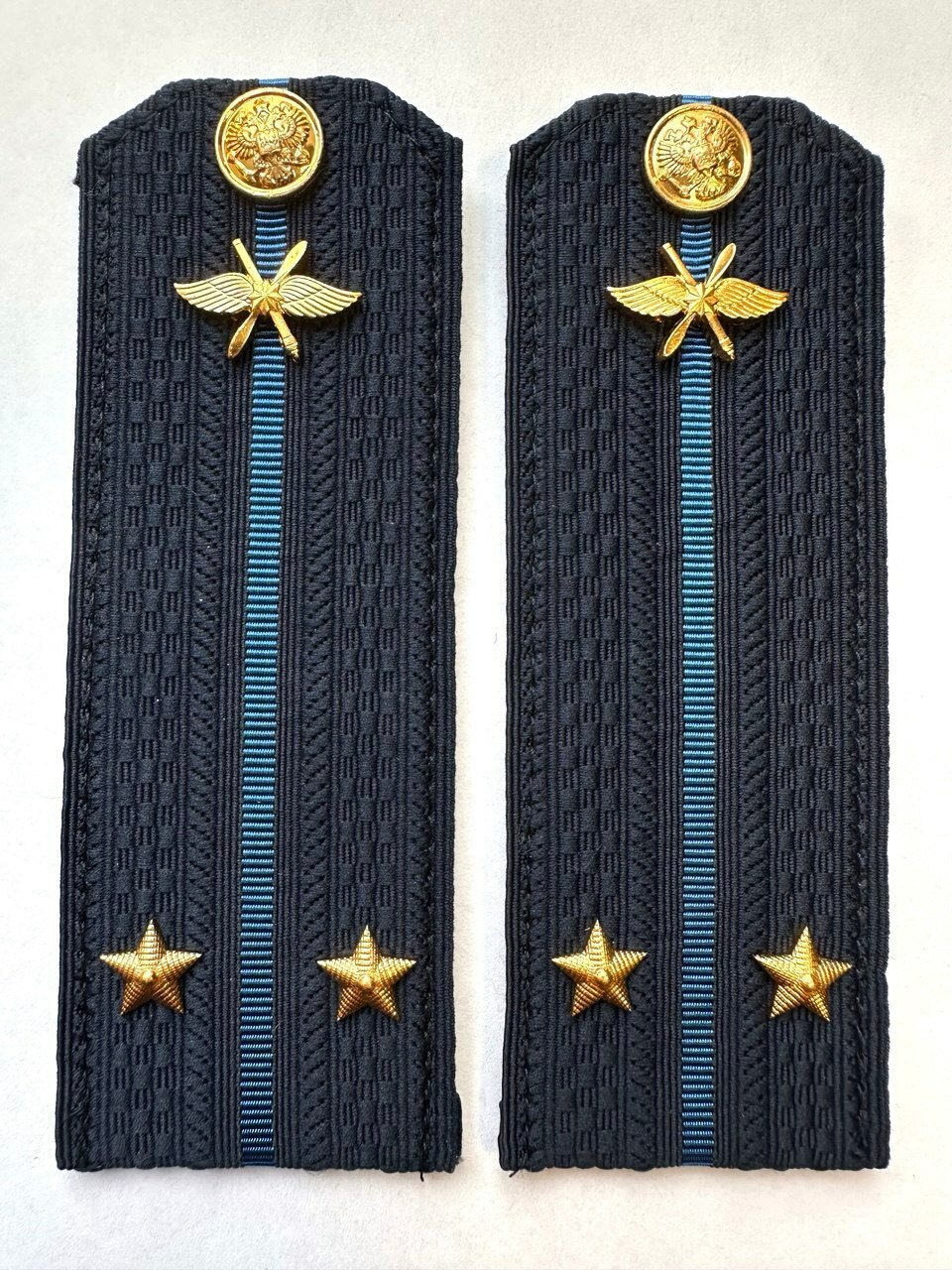 Погоны Вкс Ввс с фурнитурой темно-синие Лейтенант Пластик